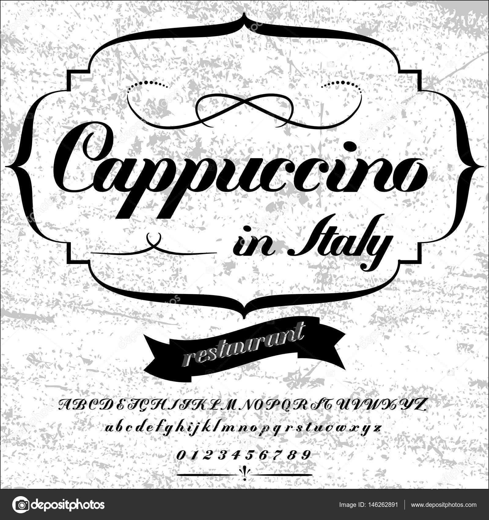 Script Font Typeface Cappuccino Vintage- frame label design, Whiskey ...