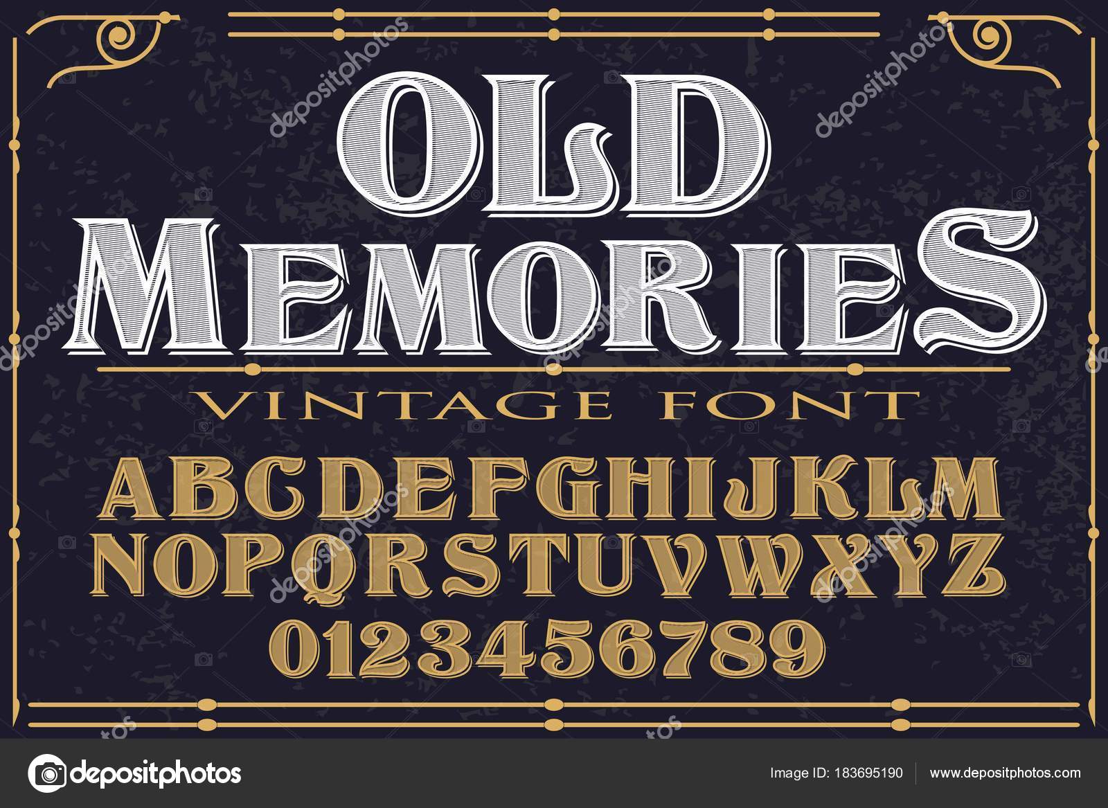 Vintage Font handcrafted vector named old memories Stock Vector by ...