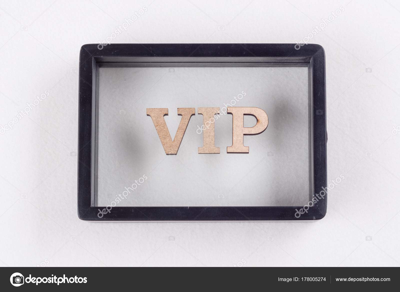 VIP is written in abstract letters in a black frame. White background ...