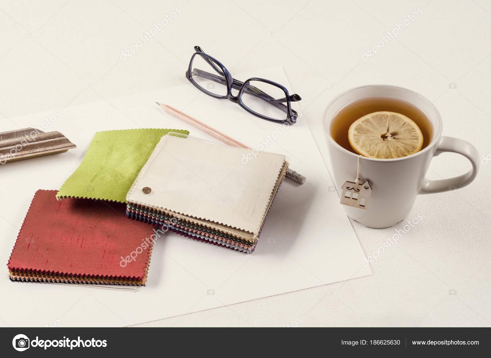 Top view of Architect Interior designer working table with equipment ...