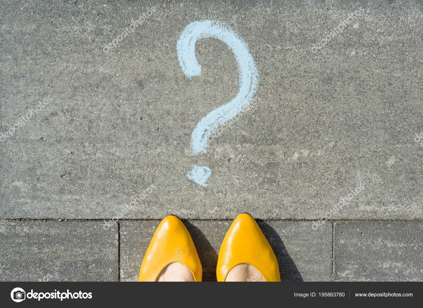 Woman Feet Question Mark Front Her Legs Painted Asphalt — Stock Photo ...