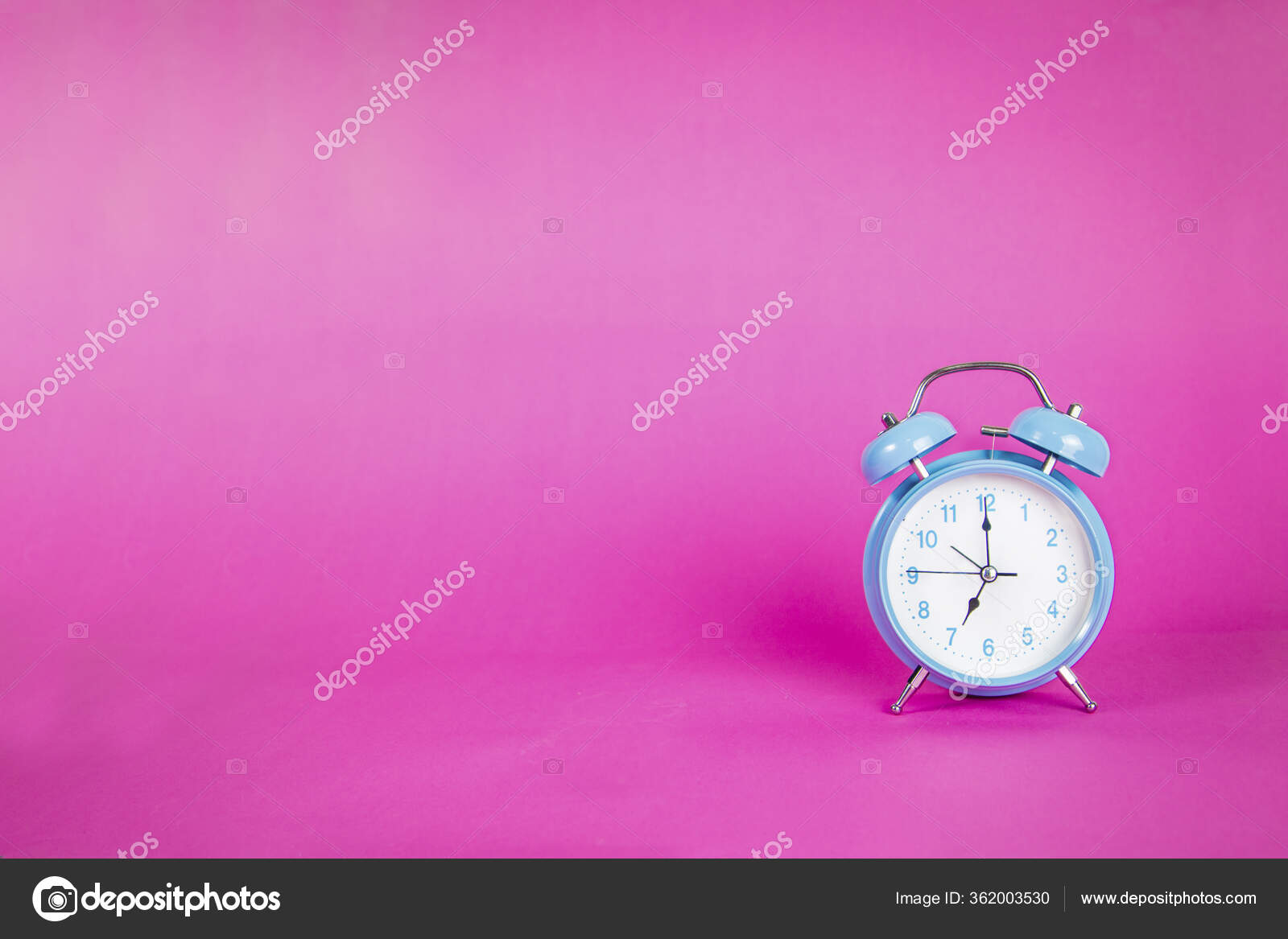 Beautiful Retro Blue Pastel Alarm Clock Vibrant Pink Background — Stock ...