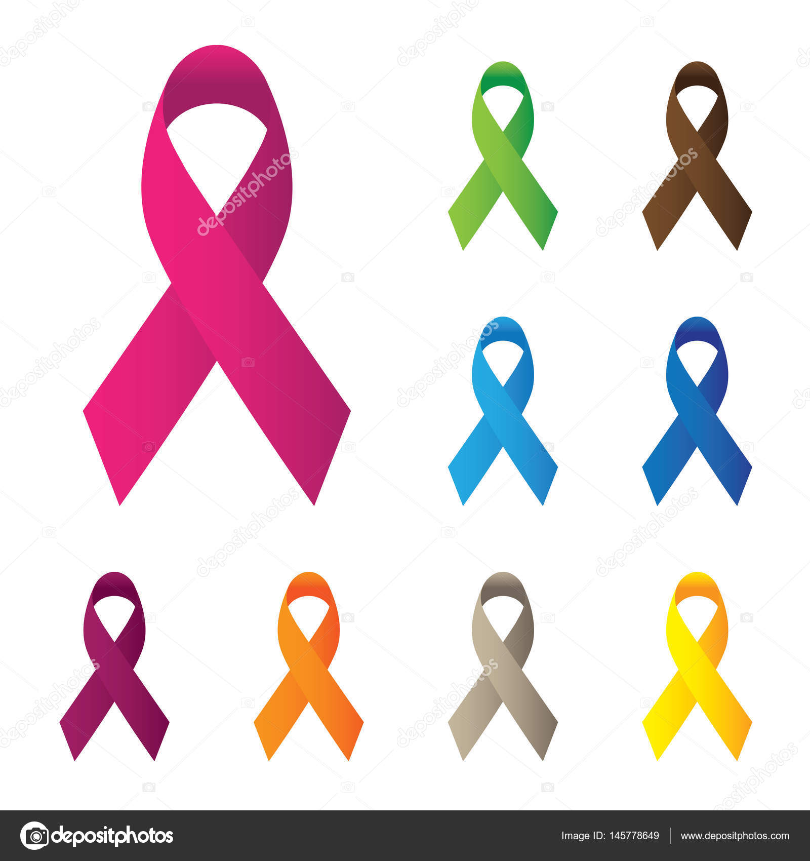 Pink and other color ribbons, breast cancer awareness vector ico Stock ...
