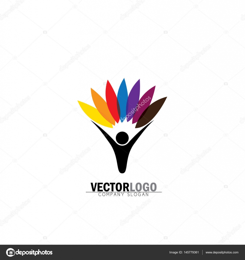 People & nature balance - eco lifestyle concept vector logo icon Stock ...