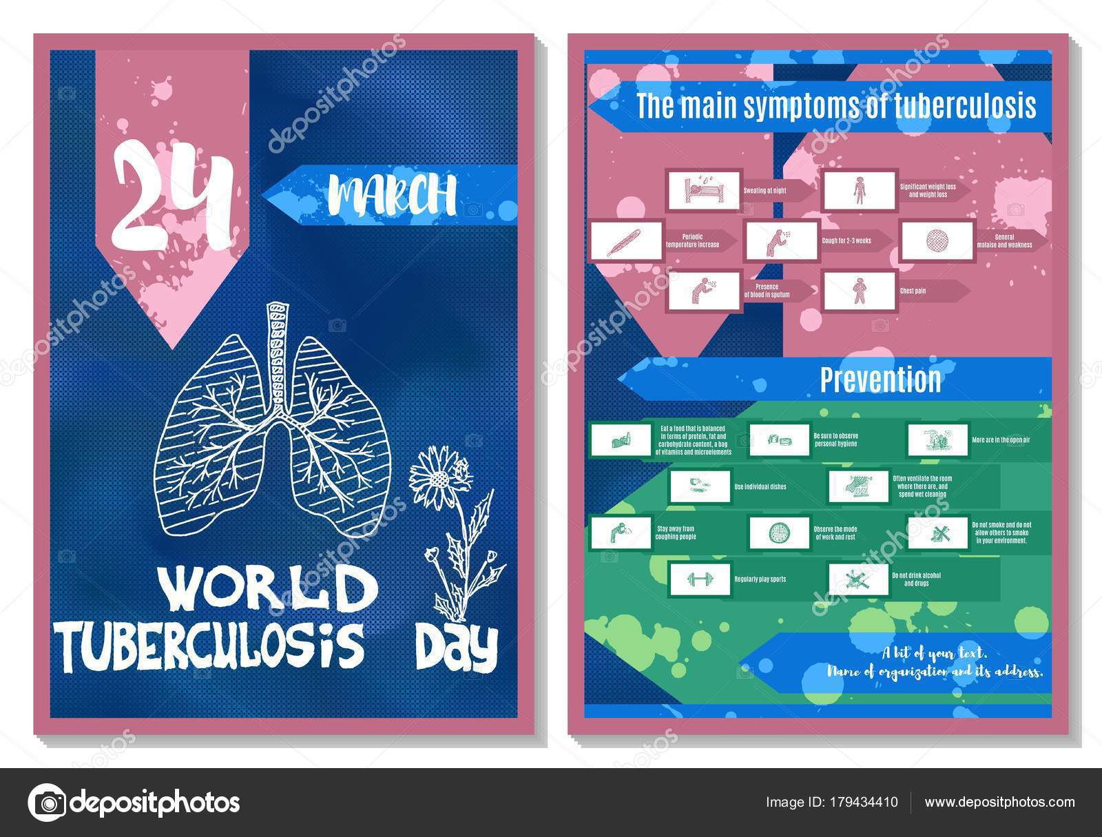 Beautiful bright posters on the day of fighting tuberculosis blu Stock ...