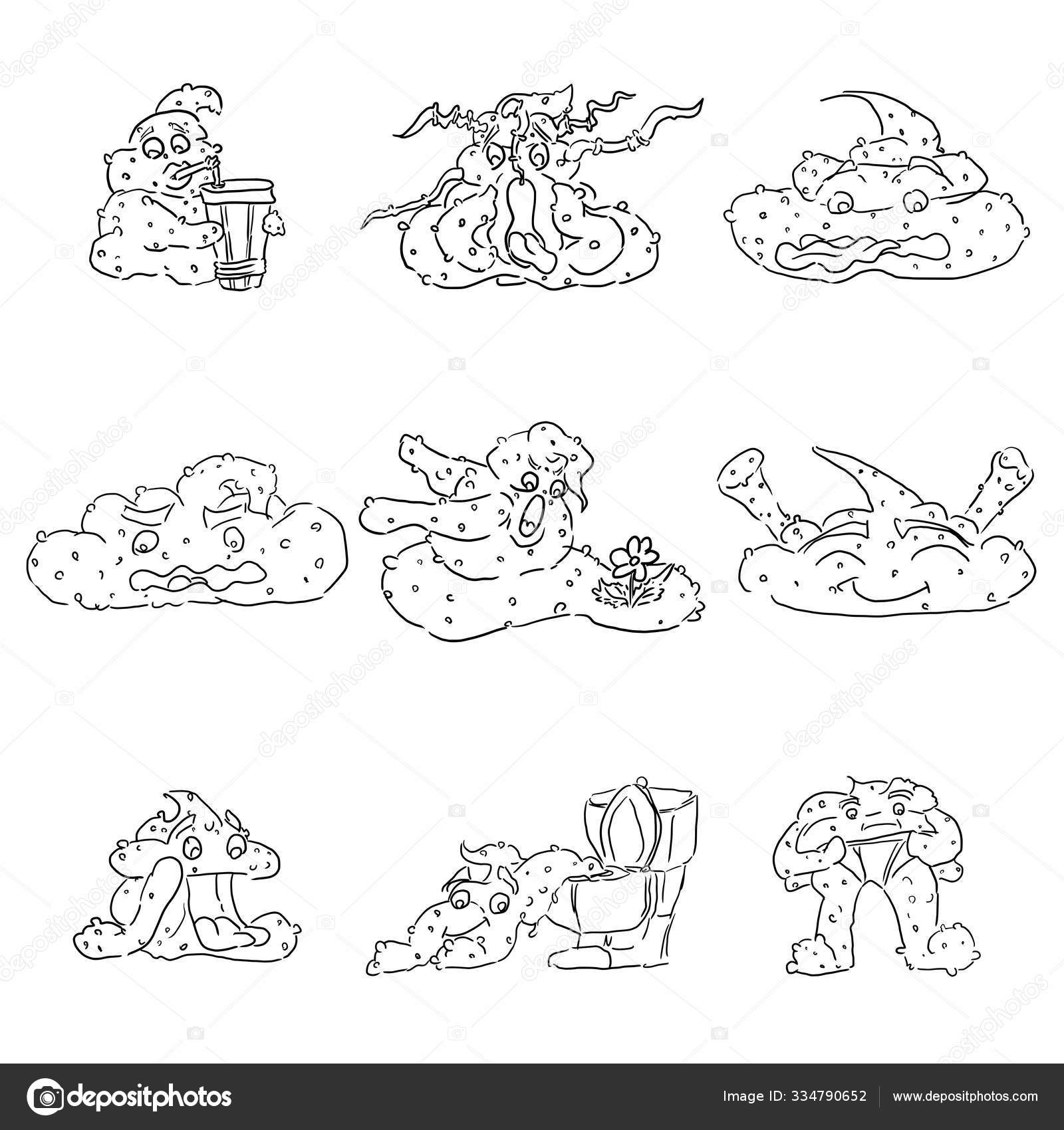 Poop characters doodle selection of funny monsters Stock Illustration ...