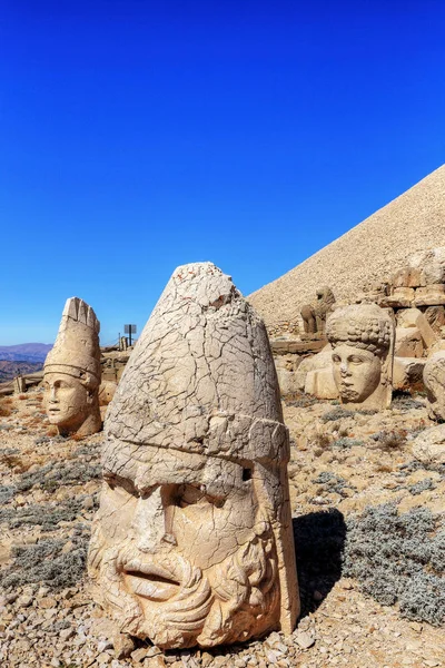 Ancient Commagene statue ruins on top of Mount Nemrut, Adiyaman, Turkey ...