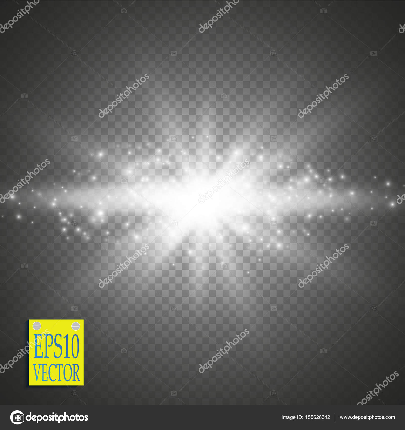 White glittering star dust trail sparkling particles on transparent ...