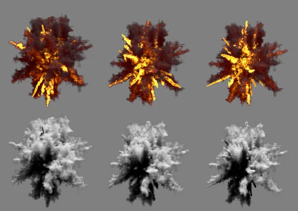 many round explosions of missile interception blast or ack-ack shell ...