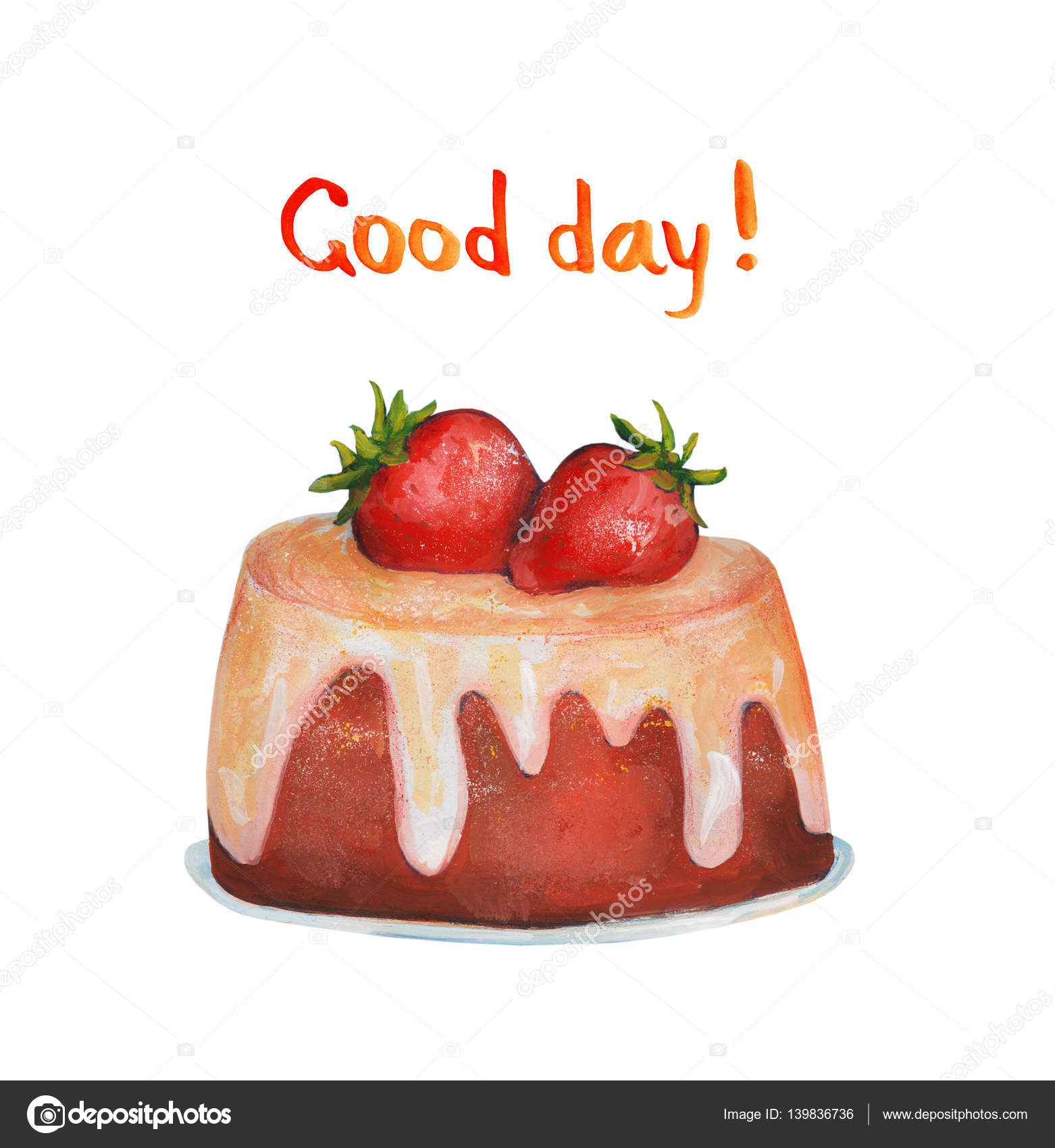 Hand-drawn cake with strawberries Stock Illustration by ©Wegener17 ...