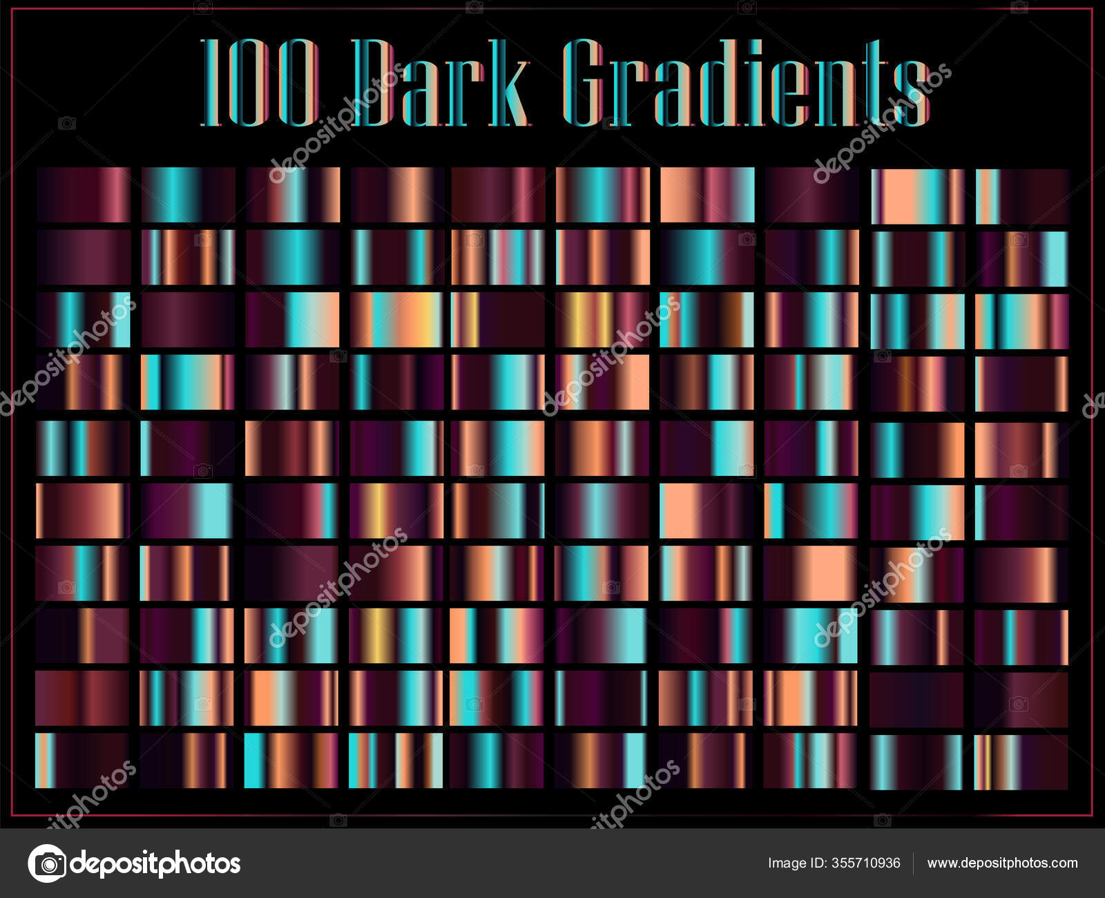 Vector Set Color Gradients Color Squares Collection Stock Vector Image ...