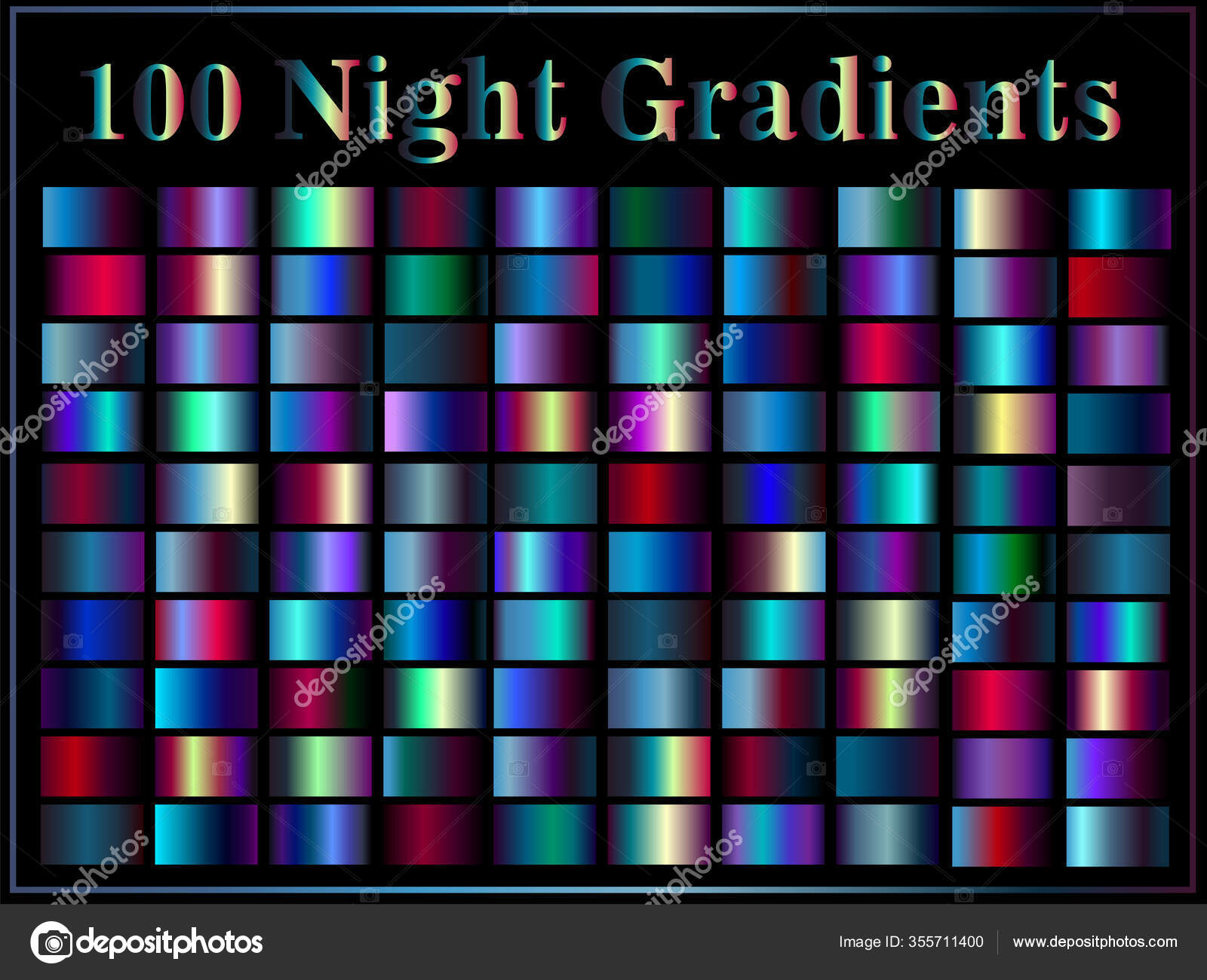 Vector Set Color Gradients Color Squares Collection Stock Vector by ...