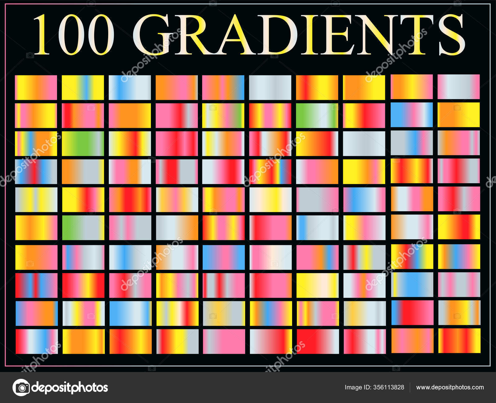 Vector Set Color Gradients Color Squares Collection Stock Vector Image ...