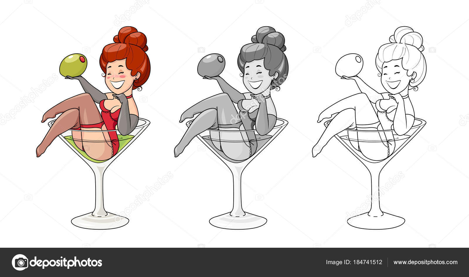 Girl In Martini Glass Vector