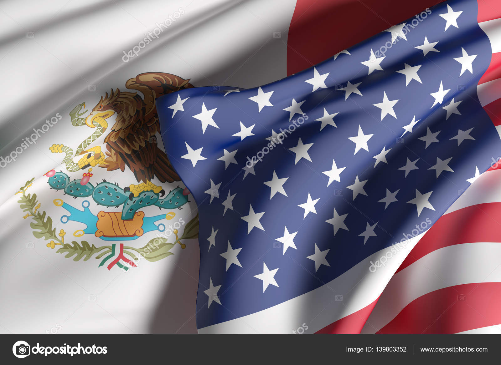 Mexican American Flag Waving