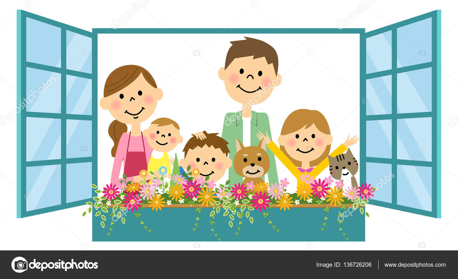 Family put his head out the window ⬇ Vector Image by © studiolaut ...