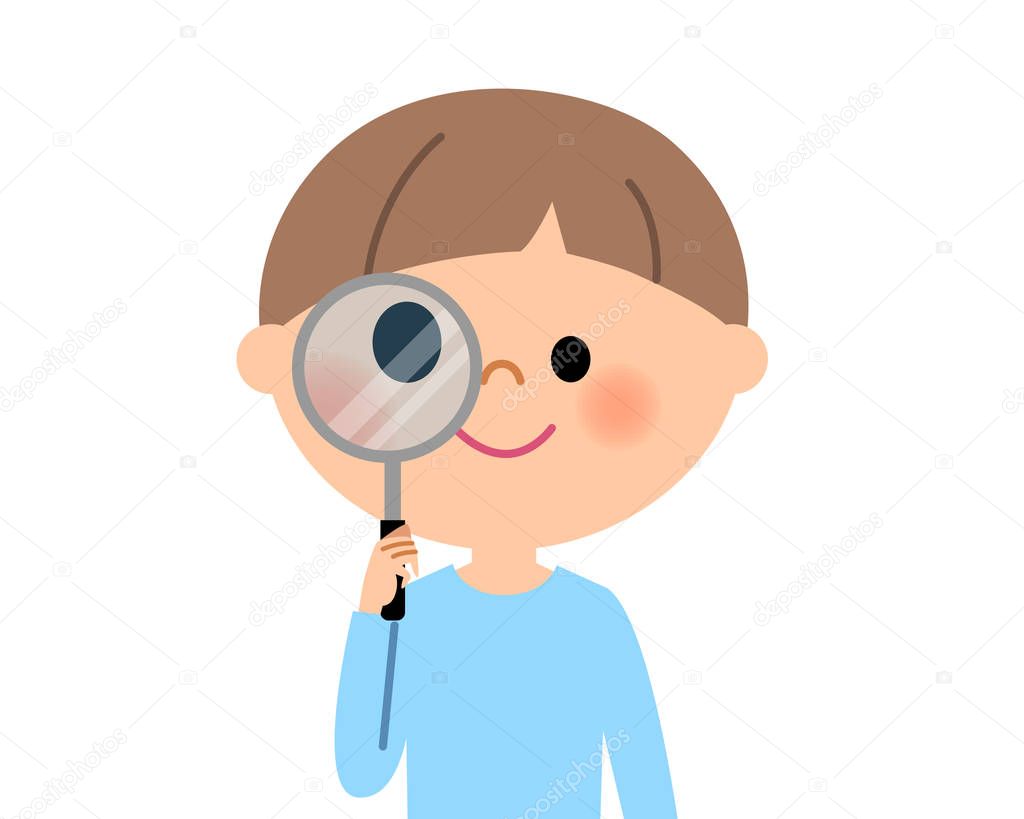 Young boy,I look into the magnifying glass — Stock Vector © studiolaut ...