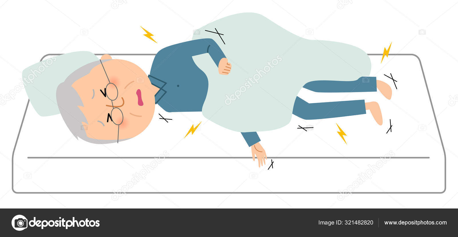 Elderly Man Stiffness Whole Body Illustration Elderly Man Whose Whole ...