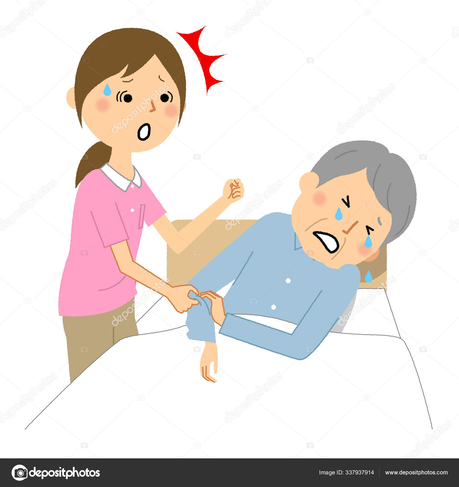 Caregiver Returning Assaulting Elderly Illustration Caregiver Who ...