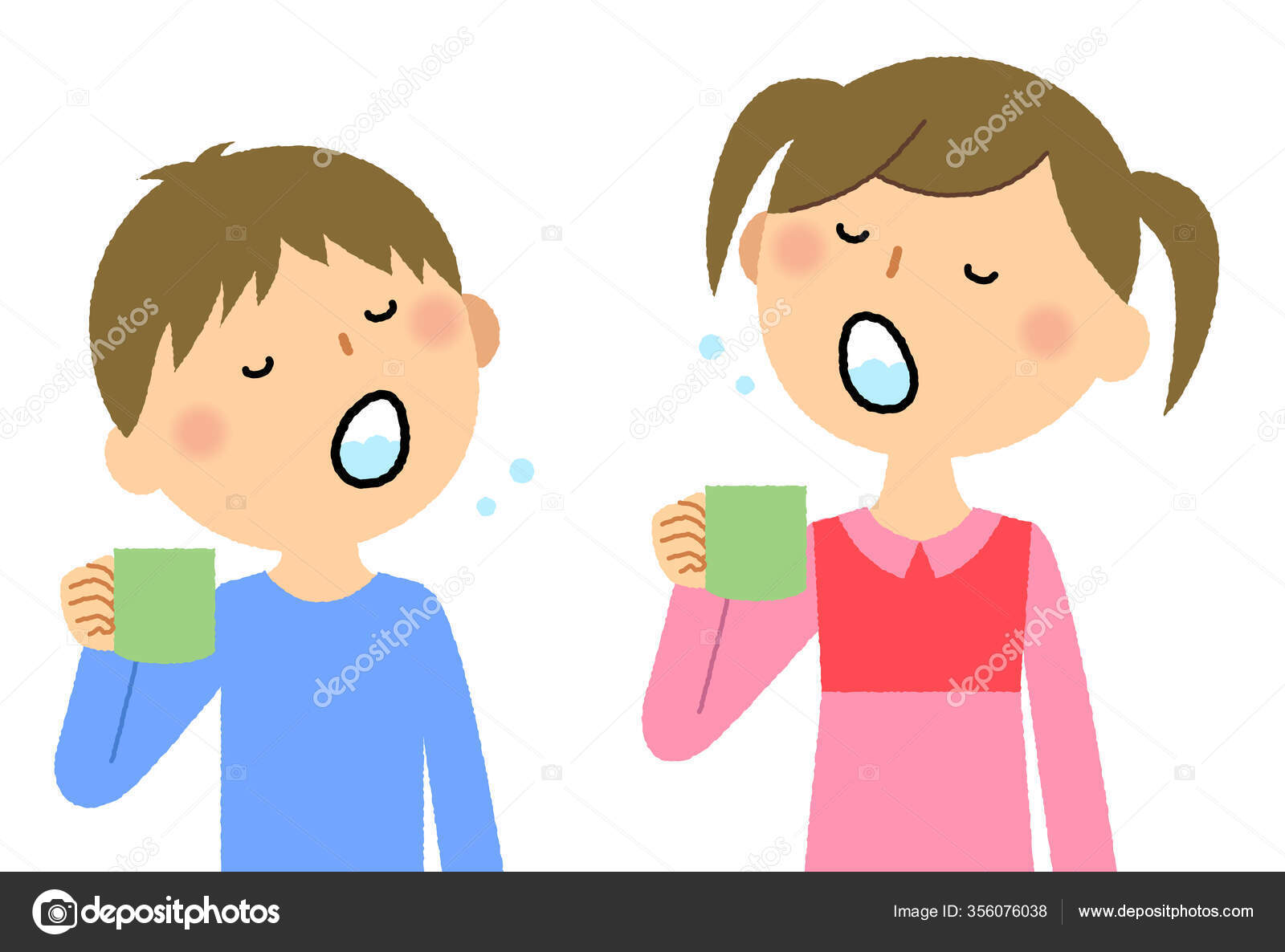 Niños Haciendo Gárgaras Ilustración Niños Haciendo Gárgaras Ilustración ...