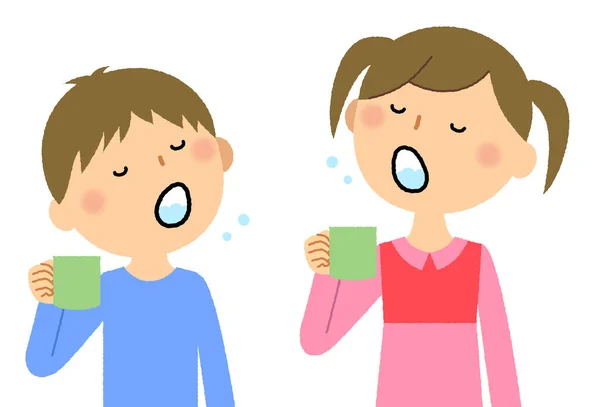 Niños haciendo gárgaras / Ilustración de niños haciendo gárgaras. 2023