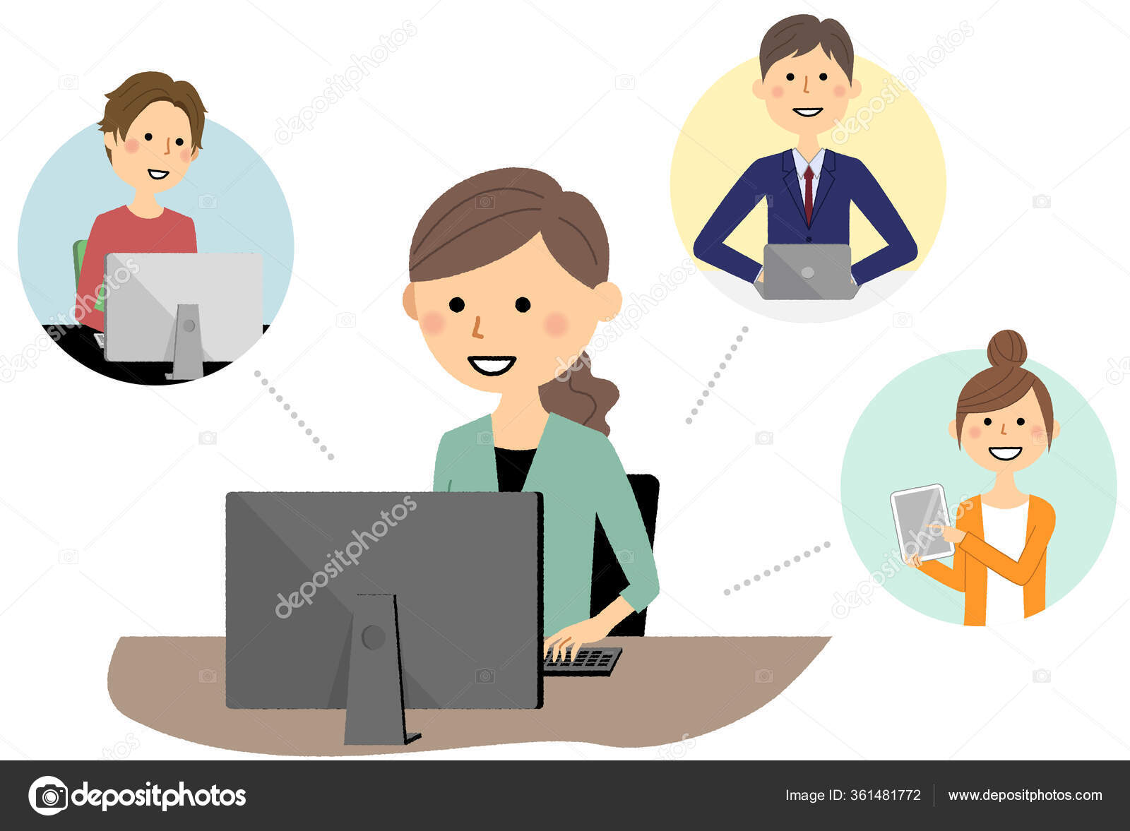 Working Remotely Illustration Person Working Remotely Stock Vector ...