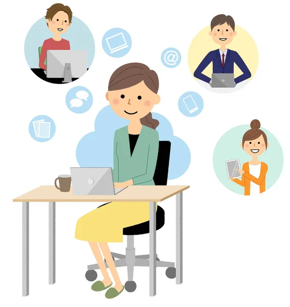 Working Remotely Illustration Person Working Remotely Stock Vector ...