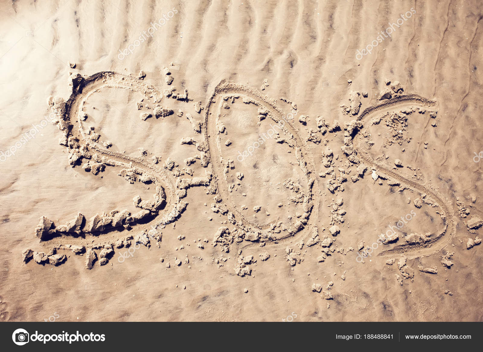 Sos Sign Write Hand Sand — Stock Photo © dexteris #188488841