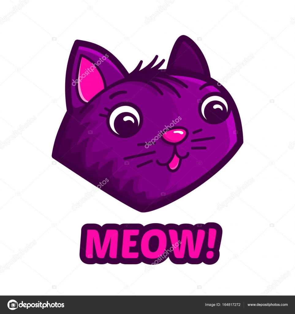 Cute cat face and text Meow. Vector illustration Stock Vector by ...