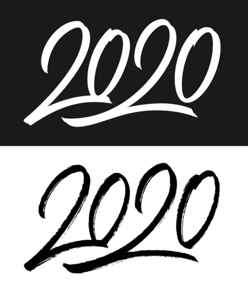 2020 numbers hand written with brush. Calligraphy lettering for New ...
