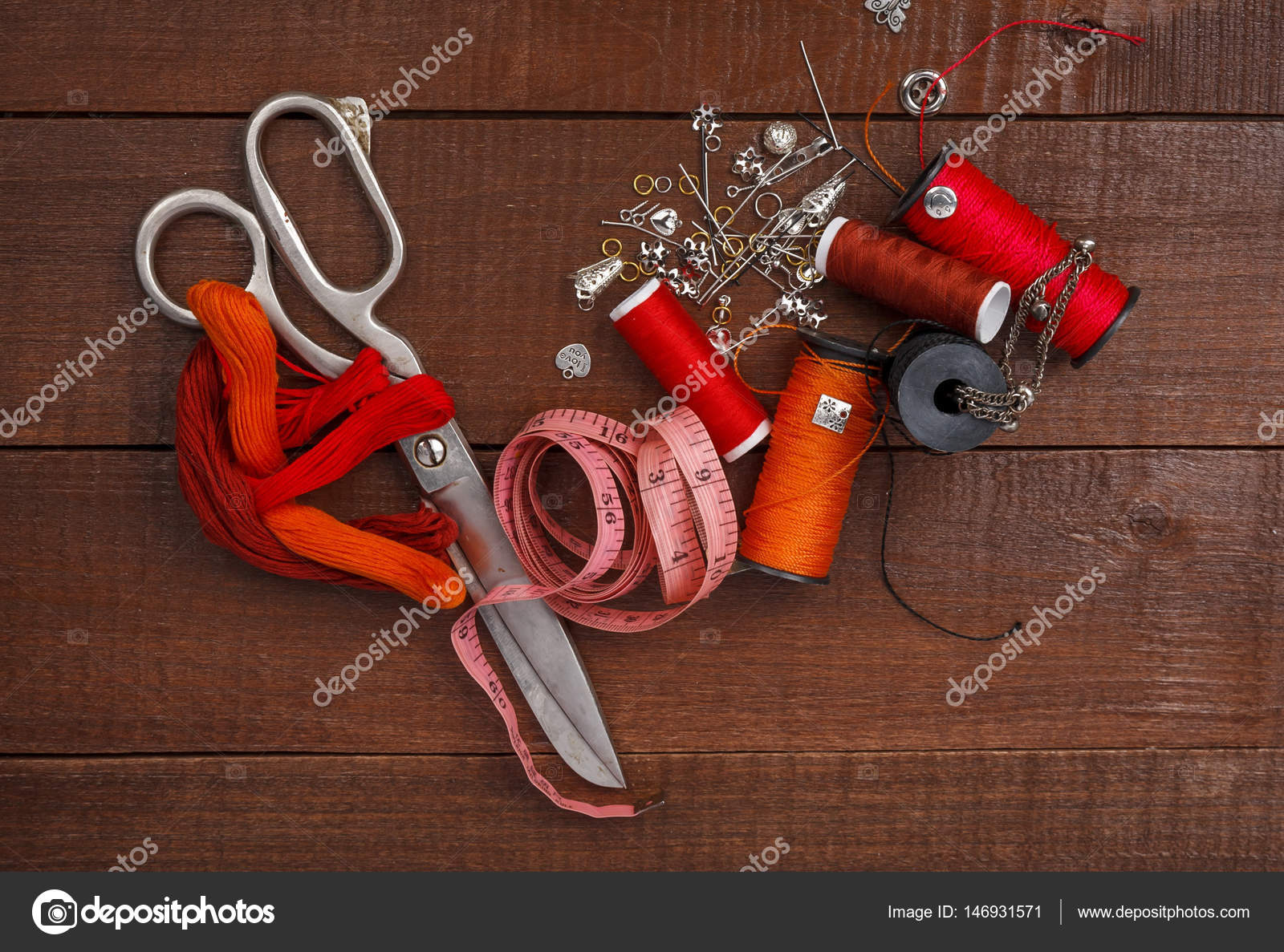 Sewing red kit Stock Photo by ©tinnko 146931571