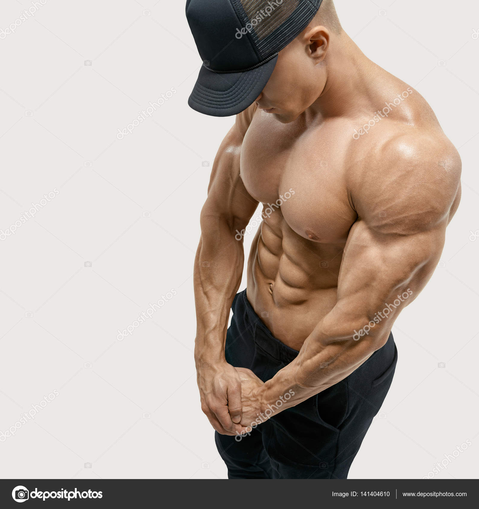 Athlete strong abs showing — Stock Photo © Improvisor #141404610