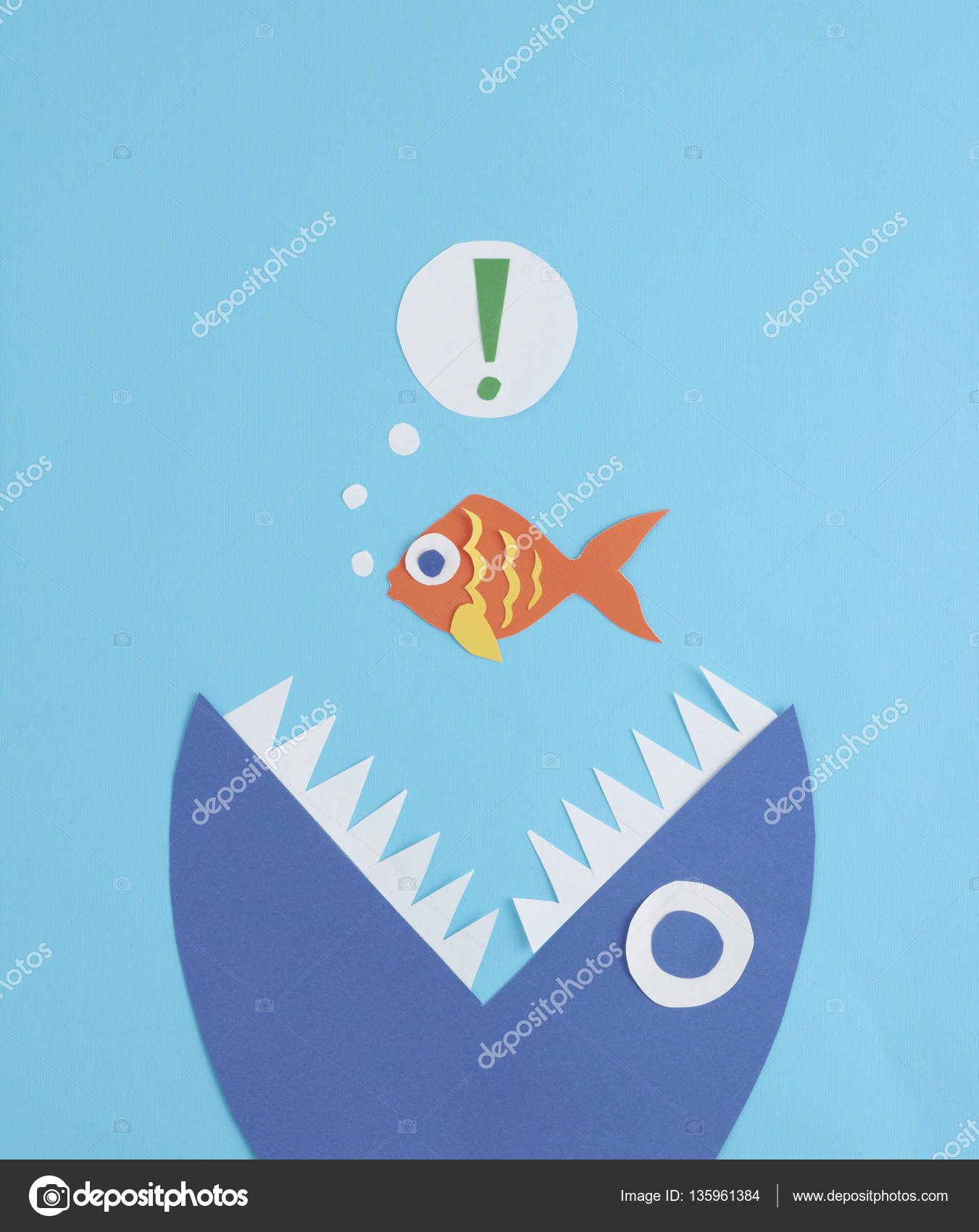 Paper cut outs of a big fish eating a small fish Stock Illustration by ...