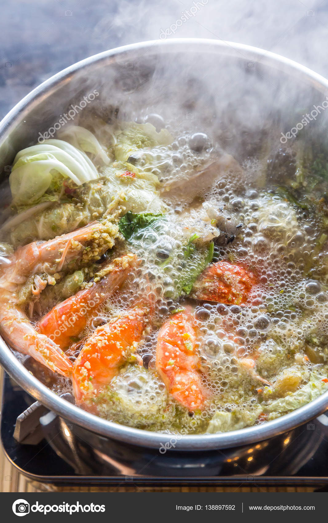 Seafood hot pot — Stock Photo © vichie81 #138897592