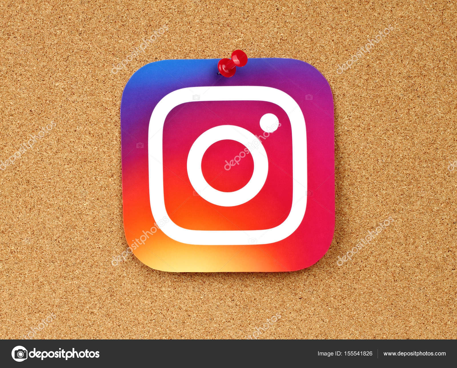 Instagram logo pinned on cork background — Stock Editorial Photo ...