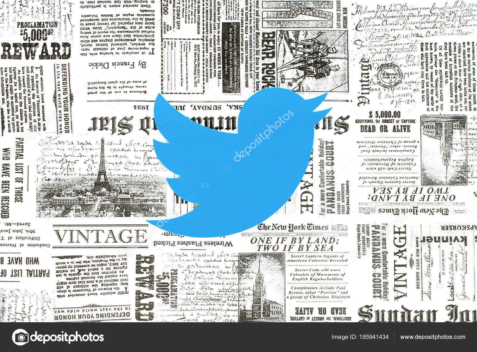 Vintage Collage Backgrounds For Twitter Twitter Old Logo Hi Res Stock