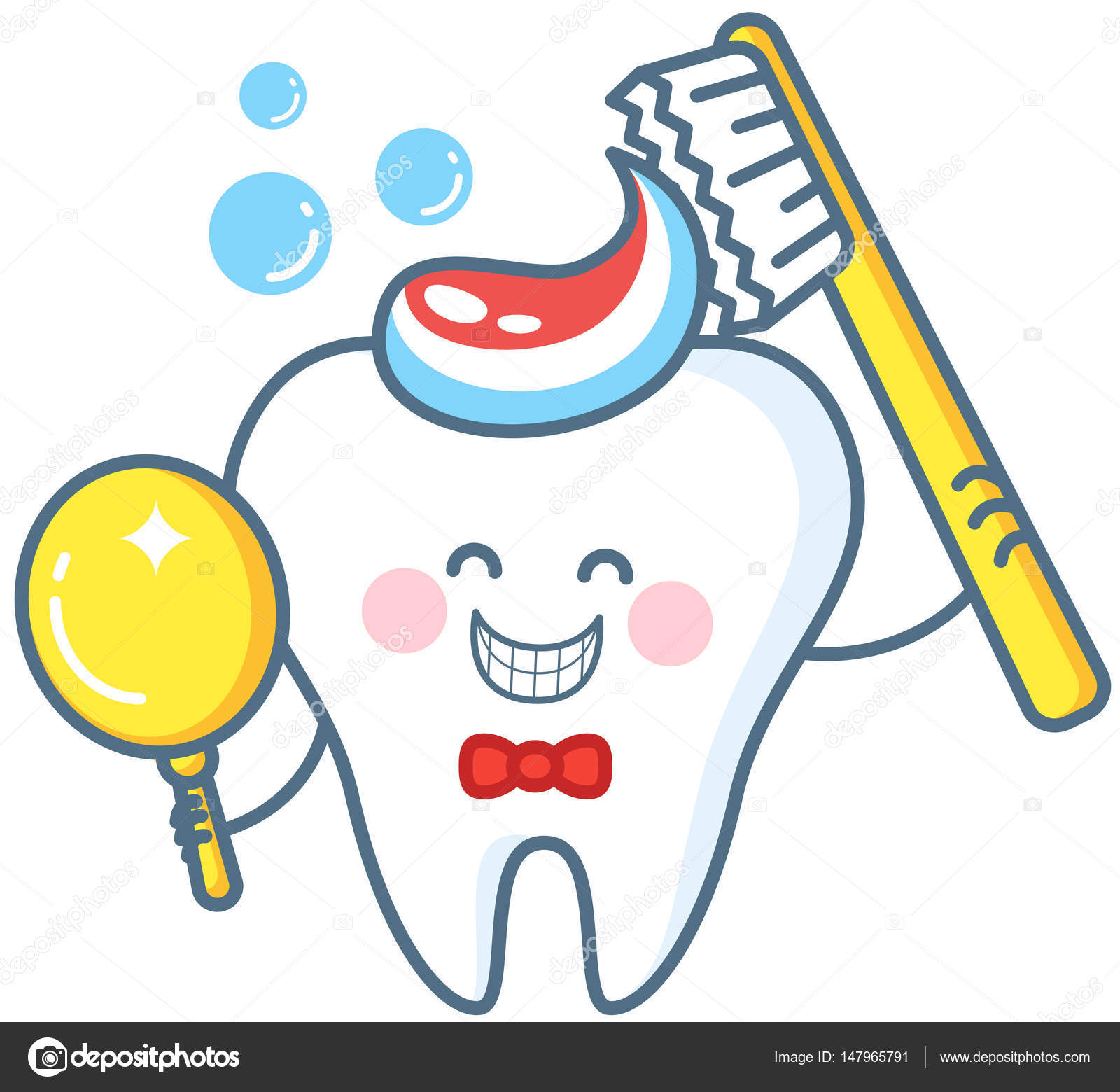 Cartoon Tooth With Toothpaste And Mirror Stock Illustration by ©1507kot ...