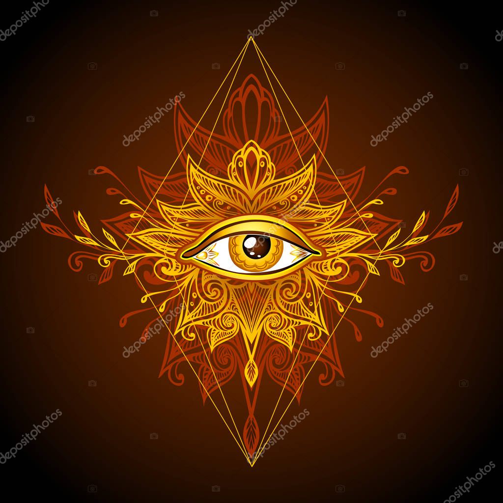 Símbolo abstracto del Ojo que todo lo ve en el estilo étnico indio de ...