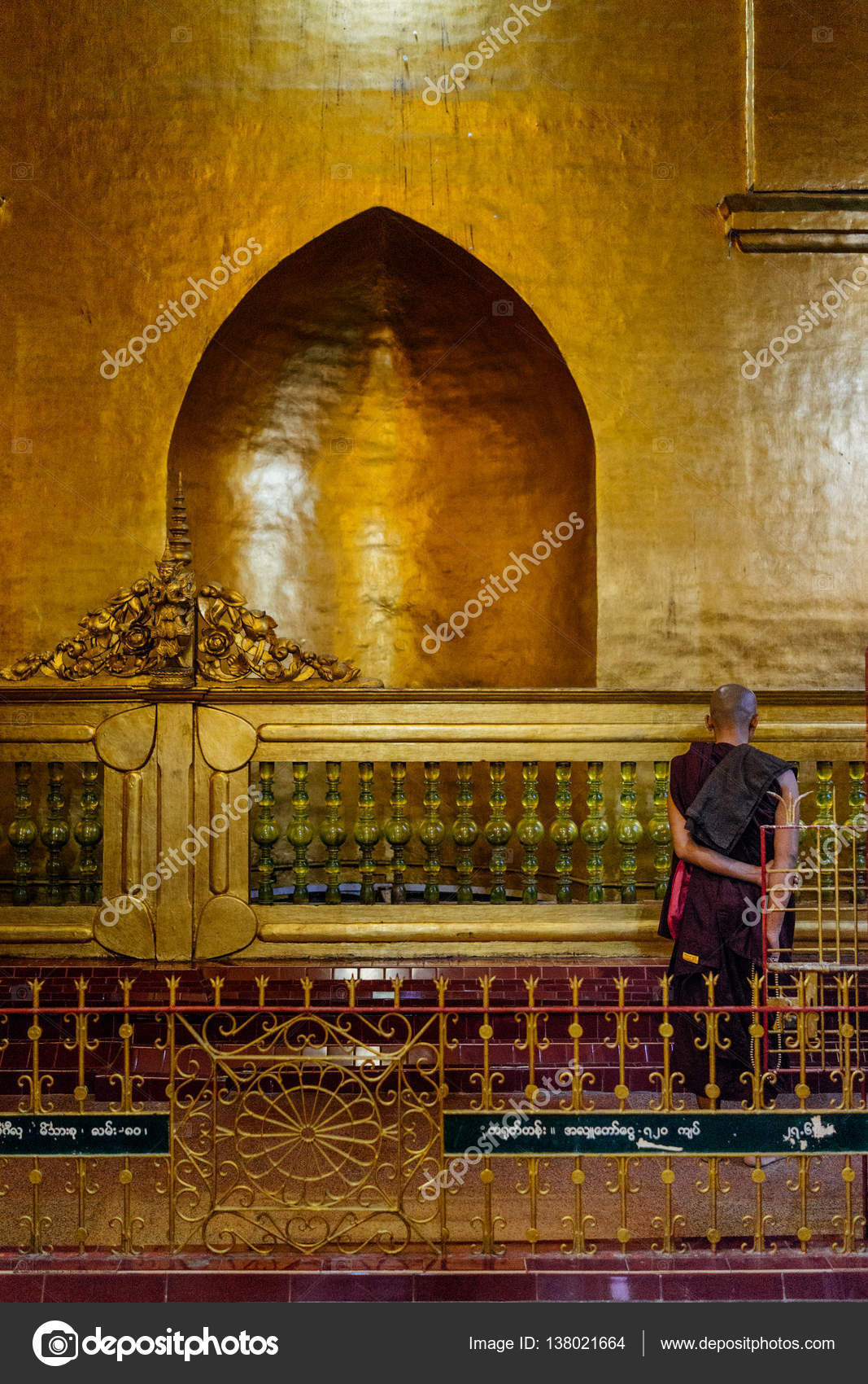 Rear view of monk standing inside temple – Stock Editorial Photo ...