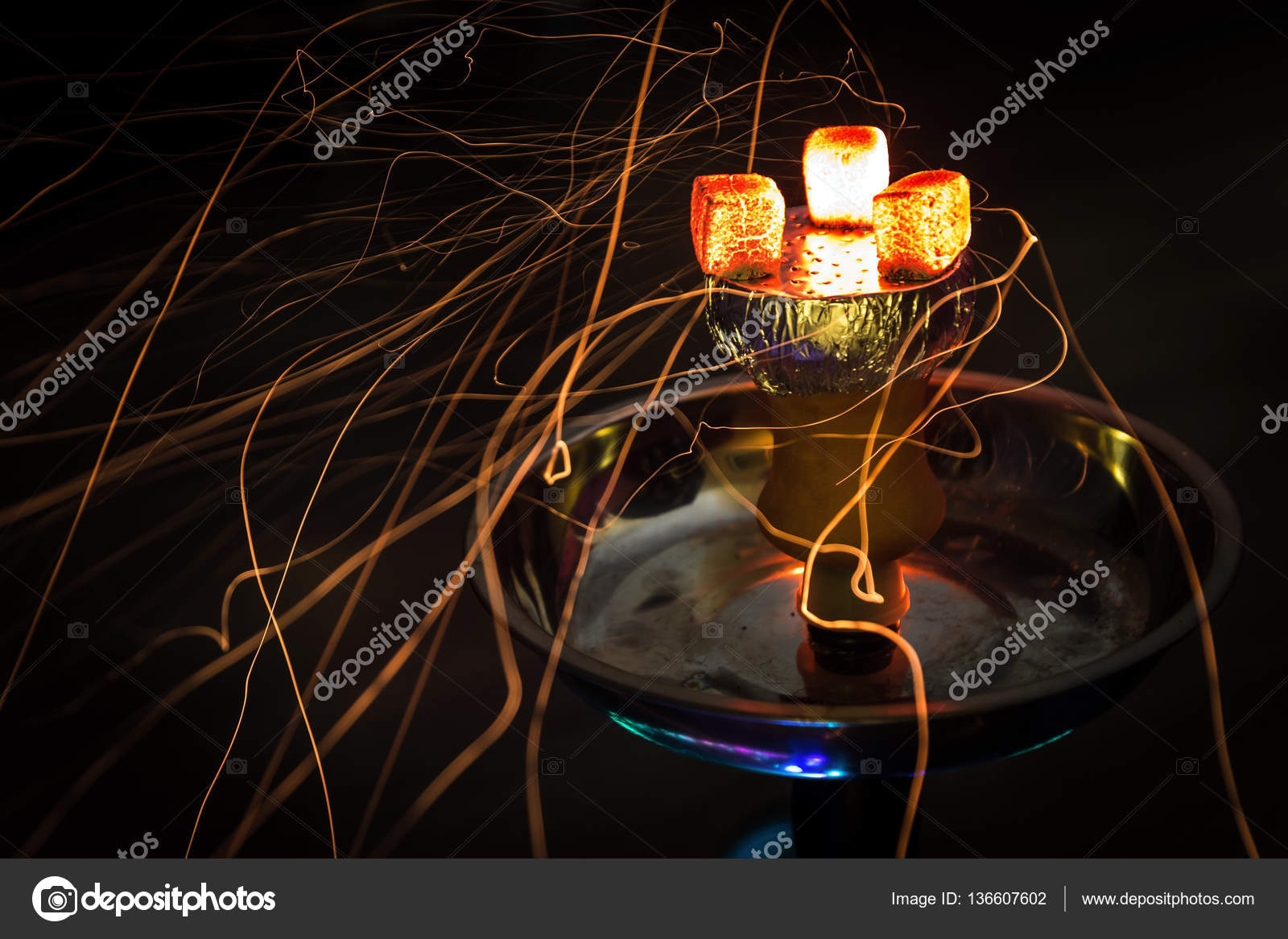 Hookah hot coals and sparks — Stock Photo © bestforbest #136607602