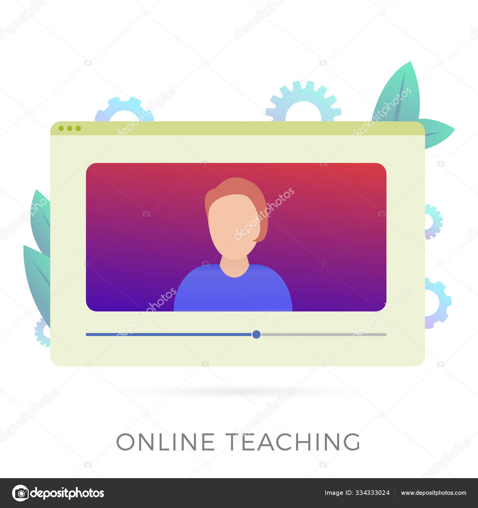 Online teaching, digital and distance online learning concept icon ...