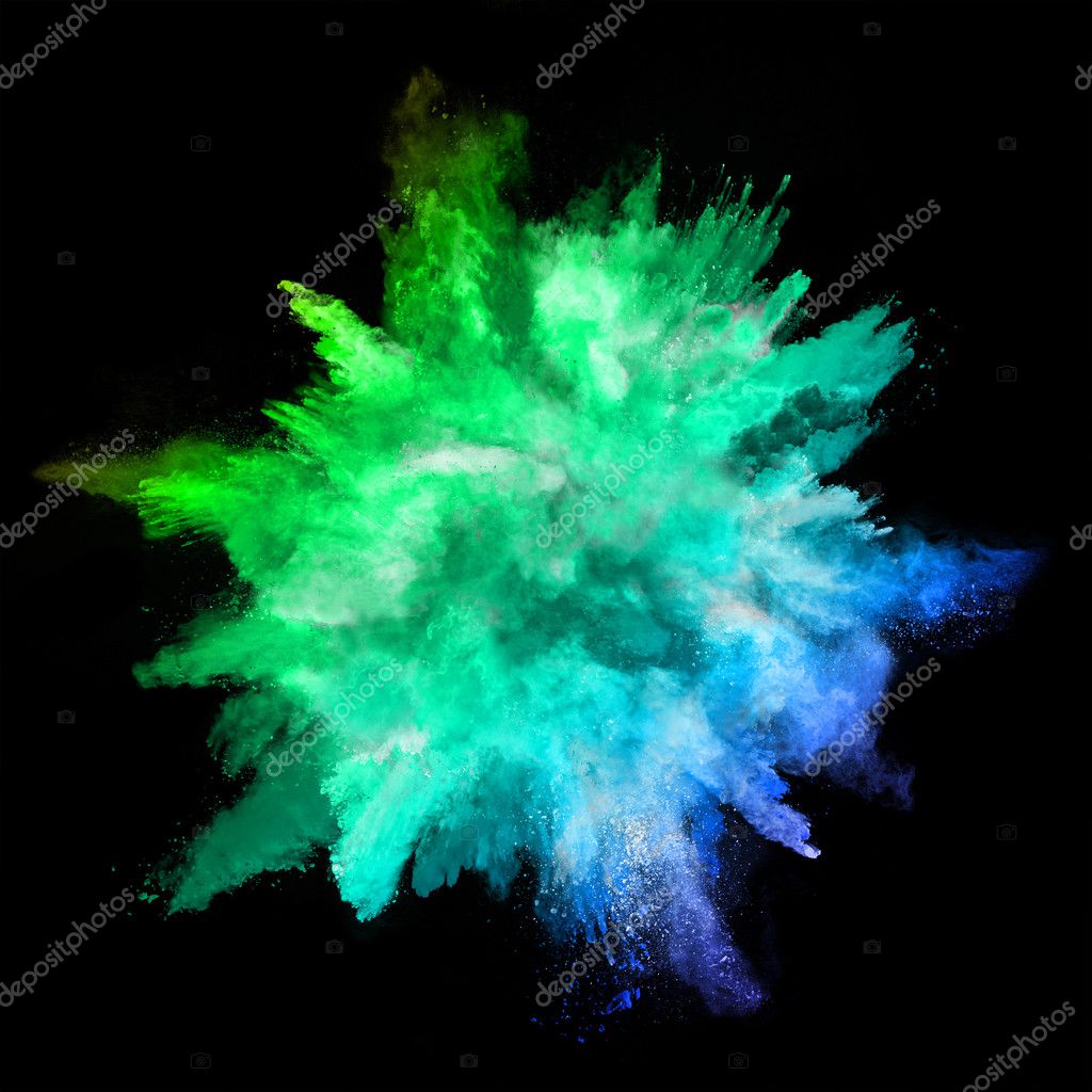 Explosion of colored powder on black background — Stock Photo © jag_cz ...