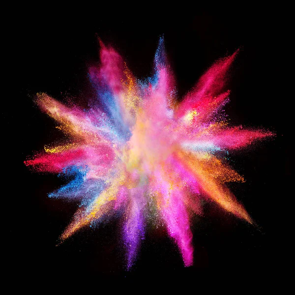 Explosion of colored powder on black background - Stock Image - Everypixel