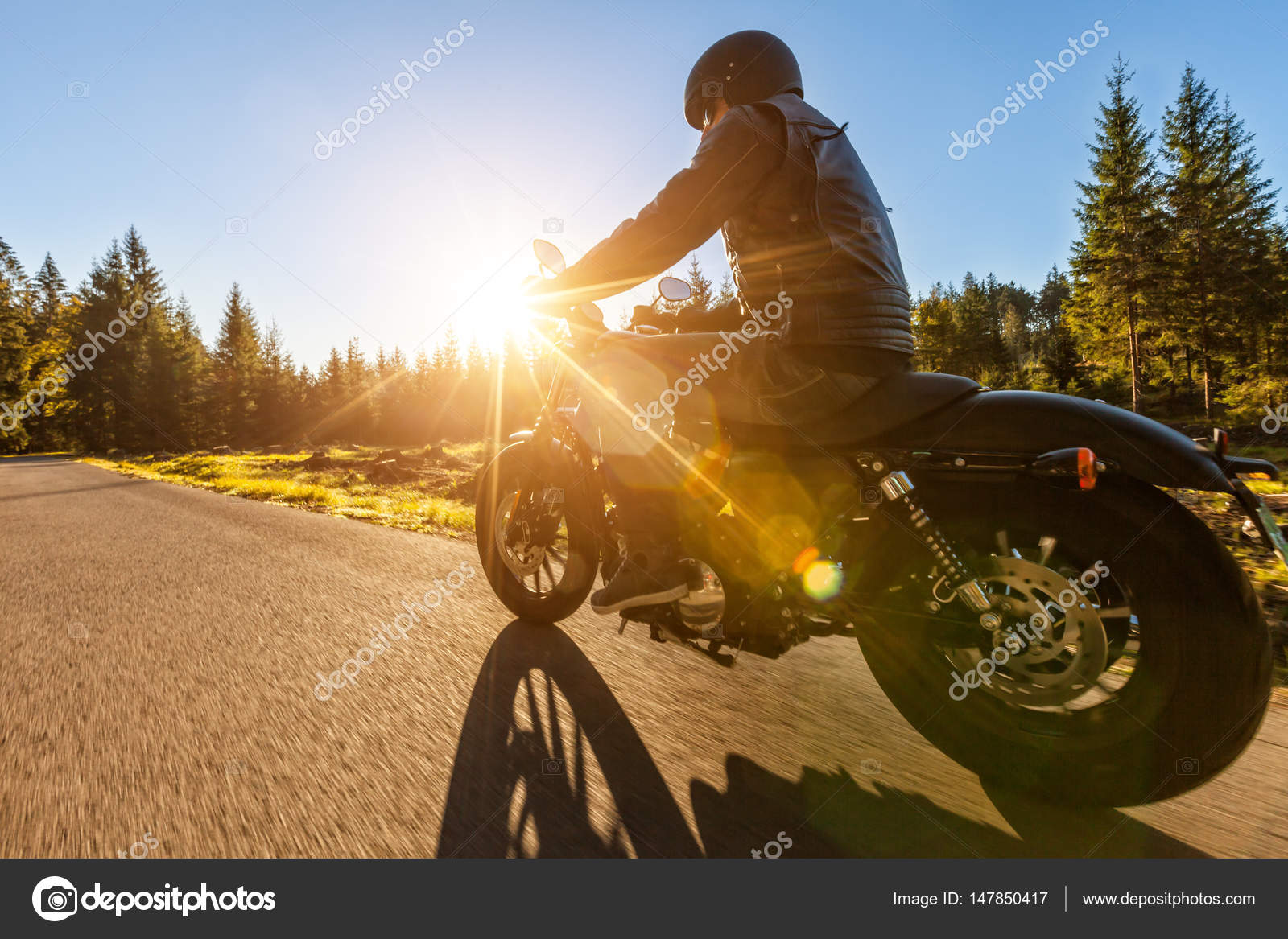 Dark motorbiker riding high power motorbike Stock Photo by ©jag_cz ...