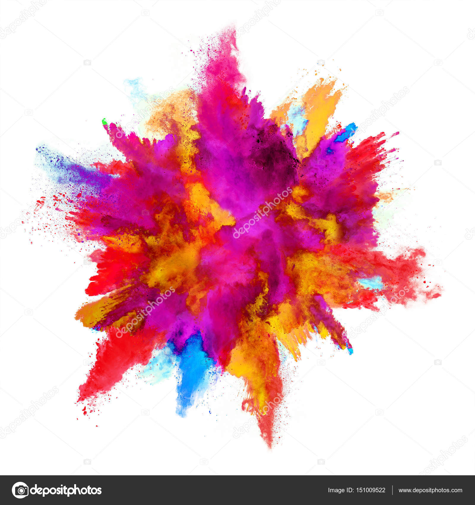 Explosion of colored powder on white background Stock Illustration by ...