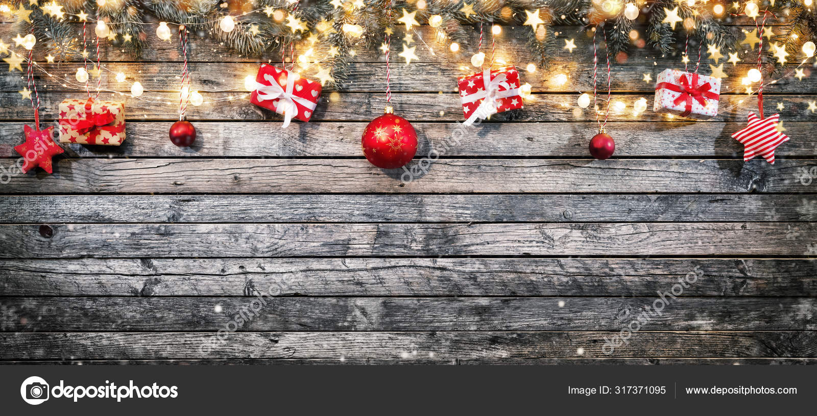 Rustic Christmas Lights Background