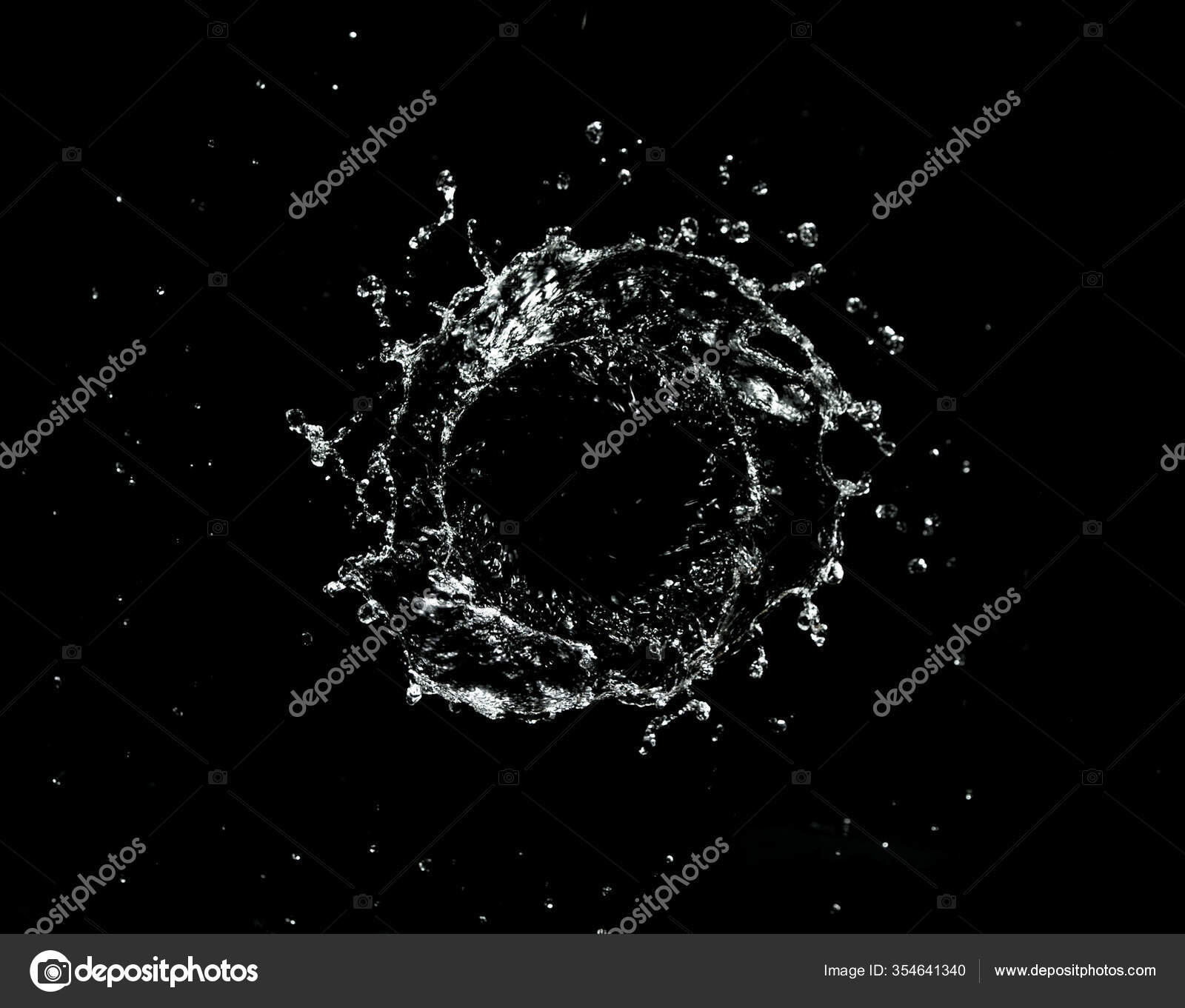 Abstract Twister Shape Water Splash Isolated Black Background Freeze ...