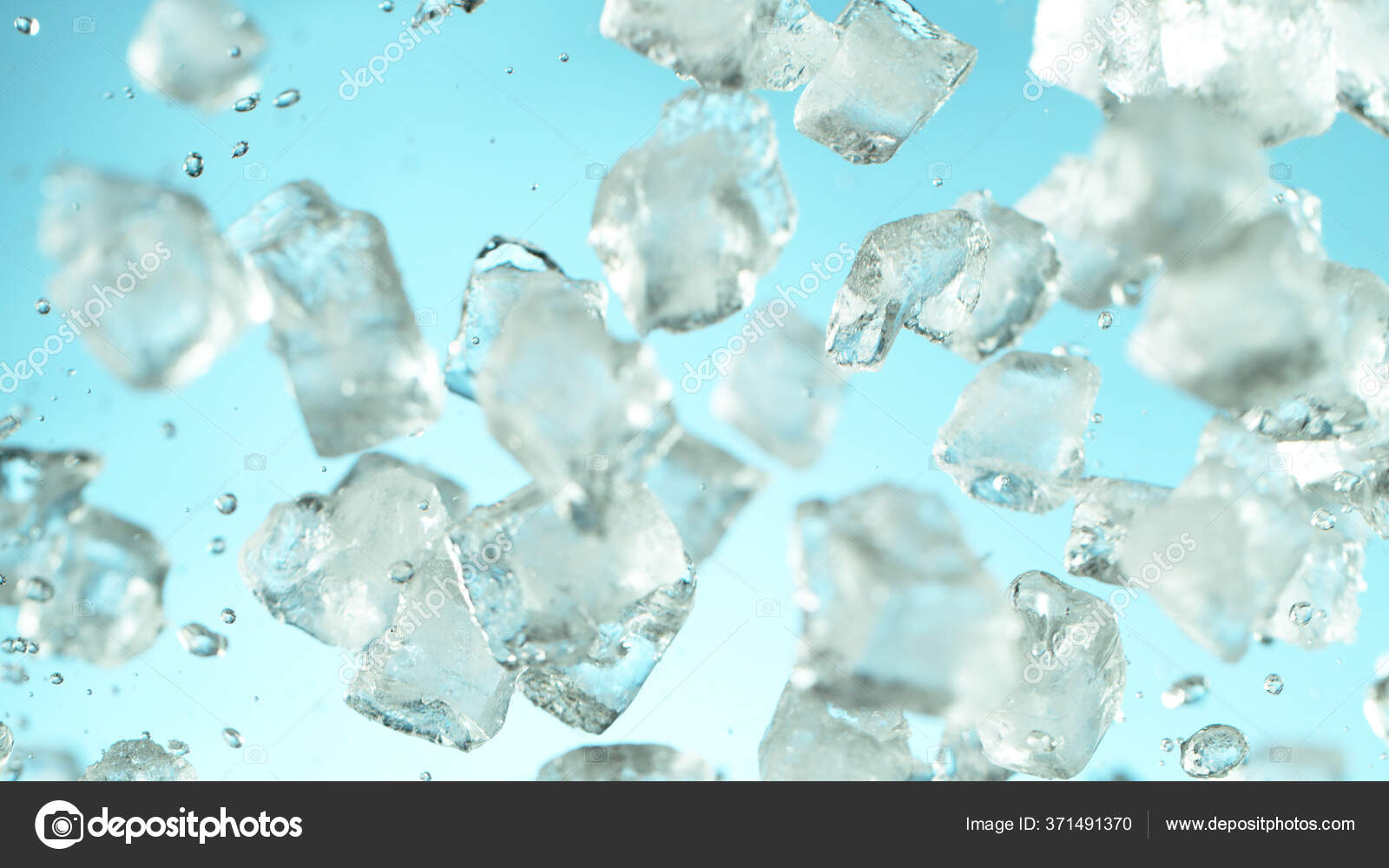 Crushed Ice Explosion Blue Background Freeze Motion Flying Pieces Ice ...