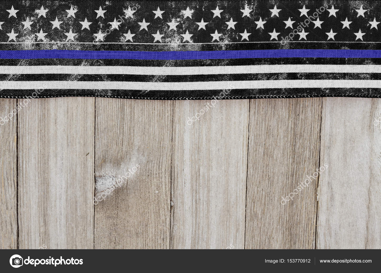 Thin blue line USA old flag on a weathered wood background Stock Photo ...