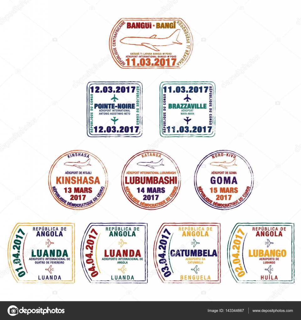 Stylised Passport Stamps Of The Central African Republic Democr — Stock Vector © Piccola 143344667